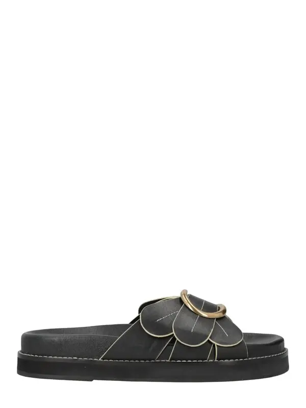 Farm Rio Leather Embellished Platform Sandals - Black