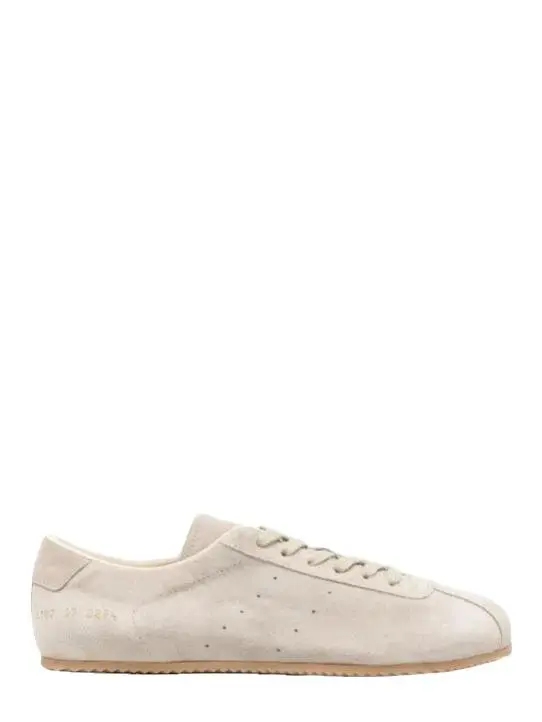 COMMON PROJECTS Suede Lace-up Sneakers With Carved Details - Nude