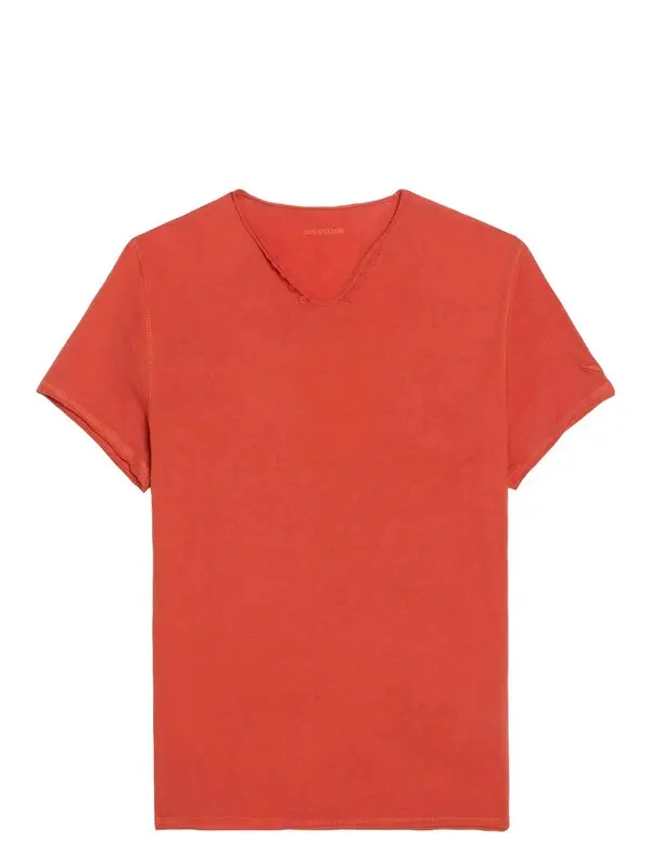 Zadig&Voltaire Henley U-neck Short-sleeve T-shirt - Spice