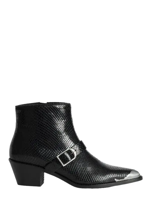 Zadig&Voltaire Tylow Wild Mirror Buckled Cowboy Boots - Black