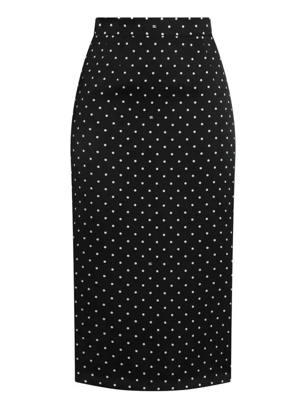 Dolce & Gabbana Polka Dot Midi Pencil Skirt - Black
