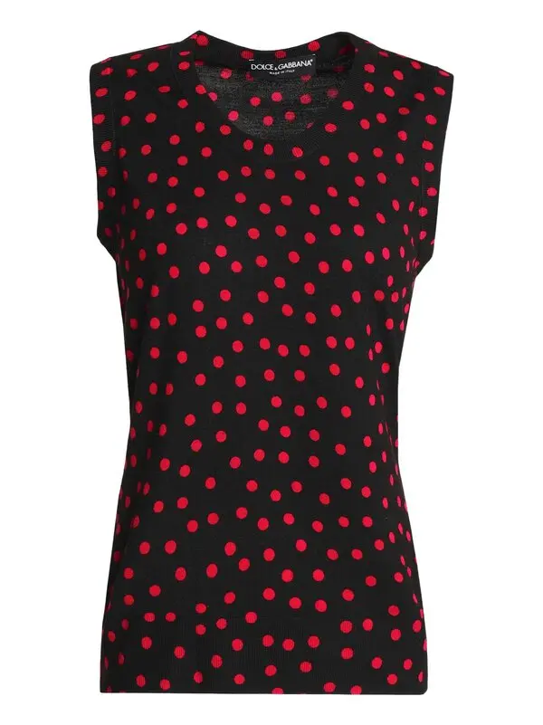 Dolce & Gabbana Polka-dot Sleeveless Knit Top - Black