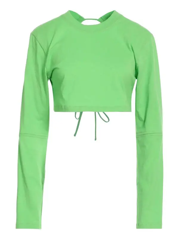 Jacquemus Solid Color Crop Tops - Green