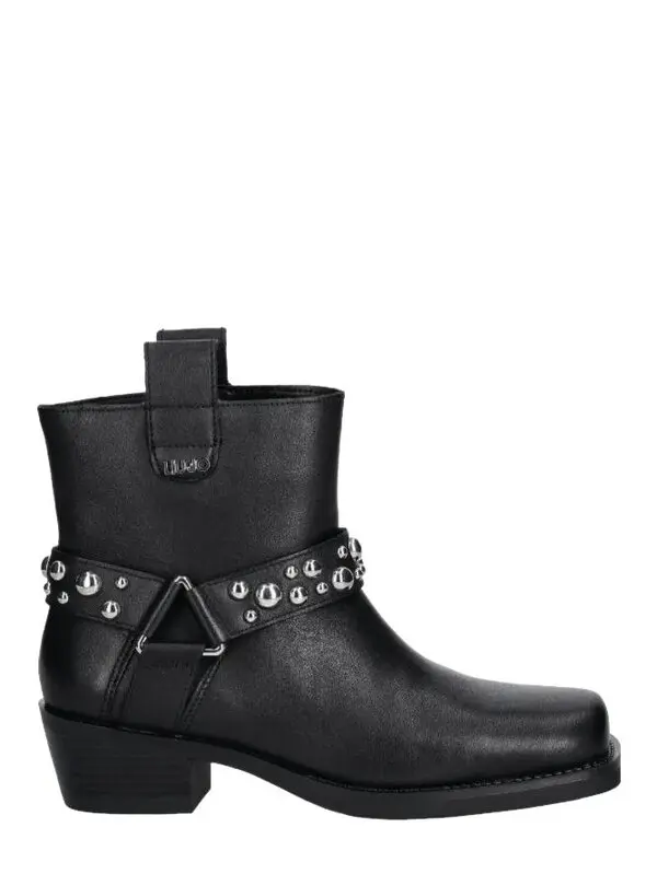 Liu Jo Studded Strap Block Heel Boots - Black