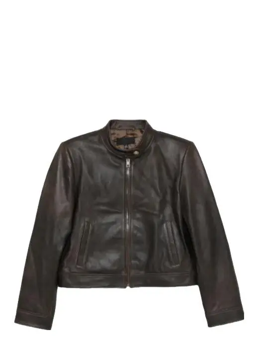 NILI LOTAN Leather Jacket With Zipper Closure - Black