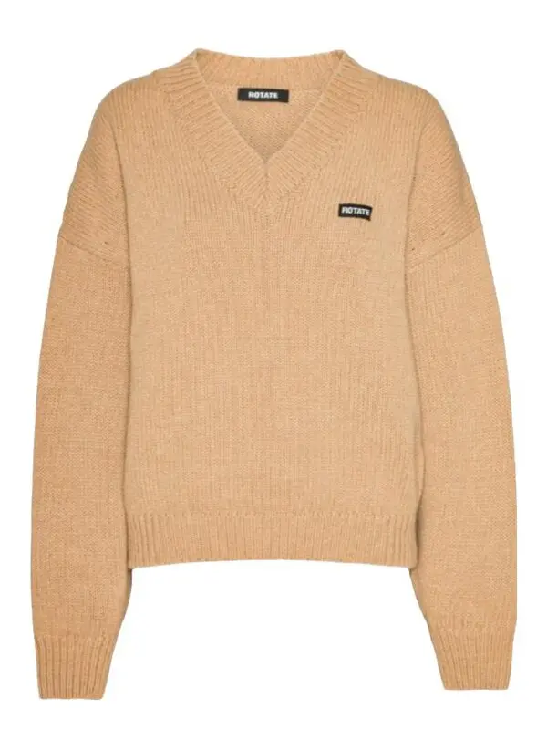 ROTATE BY BIRGER CHRISTENSEN V-neck Wool And Cashmere Blend Sweater - Beige