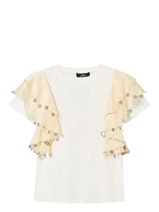 TWINSET Ruffled Embellished T-shirt - White