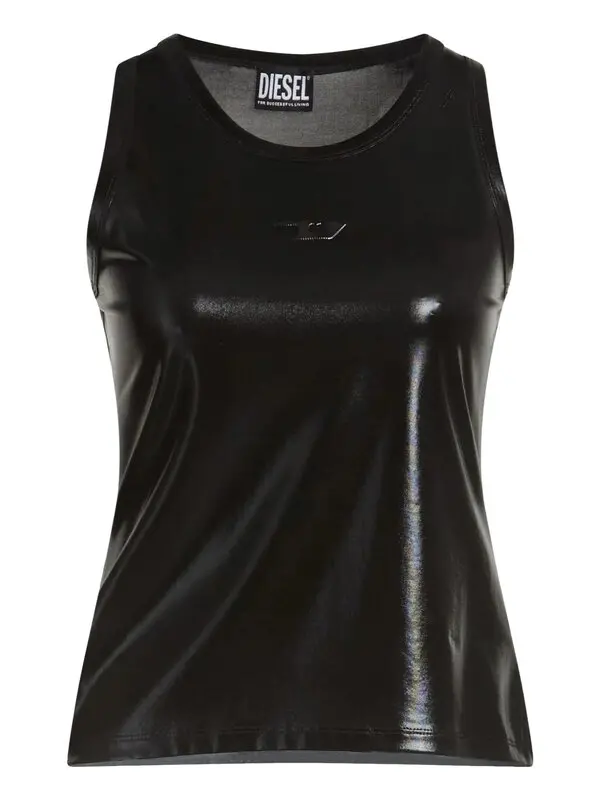 DIESEL® Sleeveless Top With Brand Logo - Black