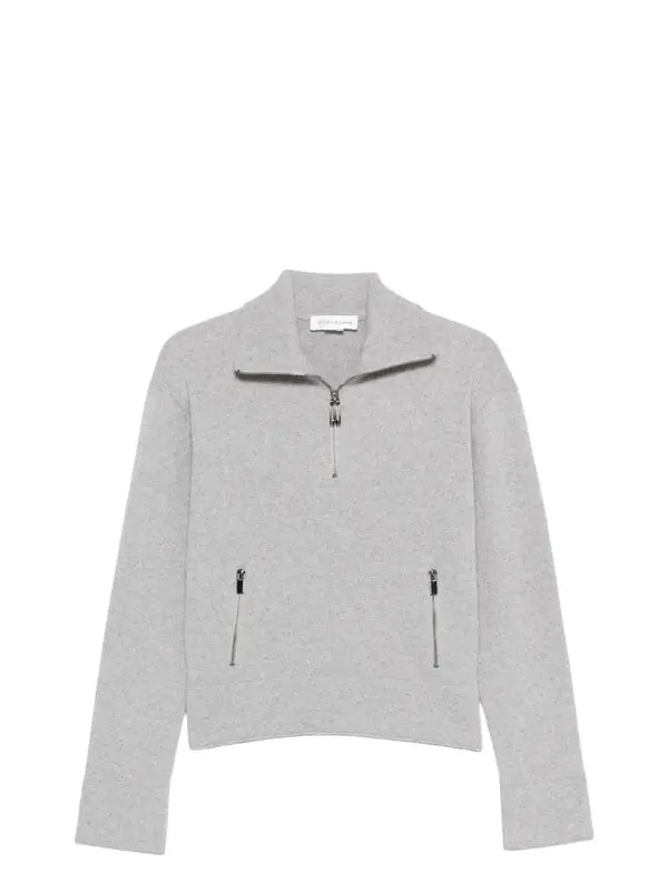 Victoria Beckham Zip Neck Sweatshirt - Gray