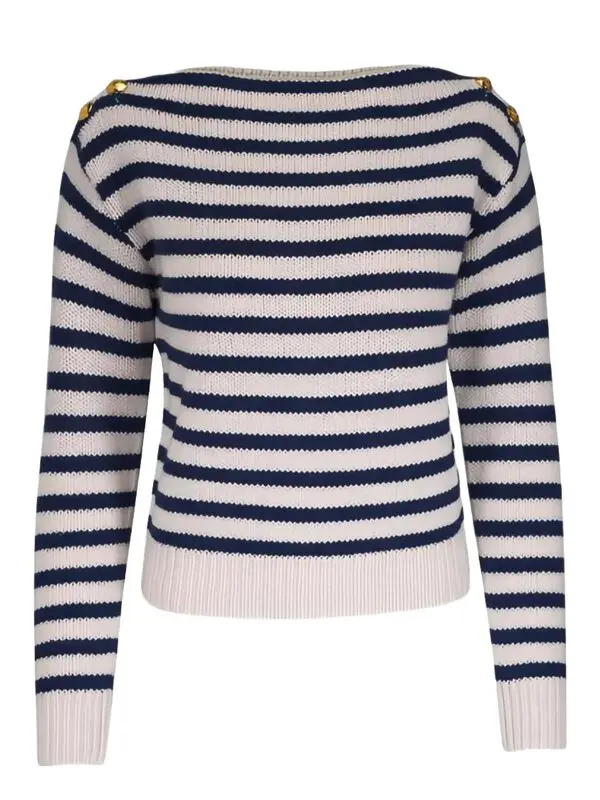 NILI LOTAN Tandy Striped Button Sweater - Black