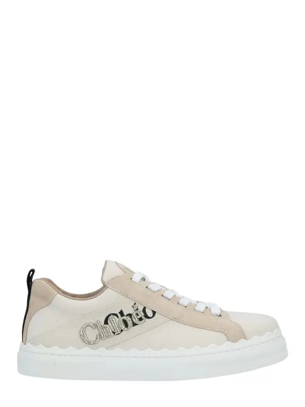 Chloé Two-tone Canvas Sneakers With Logo - Beige