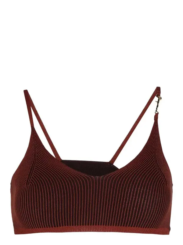 Jacquemus Sleeveless Deep Neckline Knit Top With Appliqu - Brown