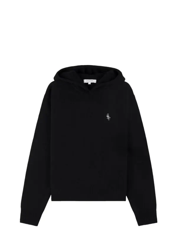 SPORTY  RICH Sporty & Rich Embroidered Textured Knit Hoodie - No
