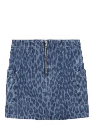 Zadig&Voltaire Leopard-print Denim Skirt - Blue