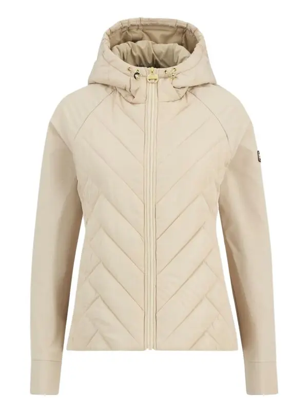 Barbour Quilted Jacket With Hood And Zip Closure - Nude