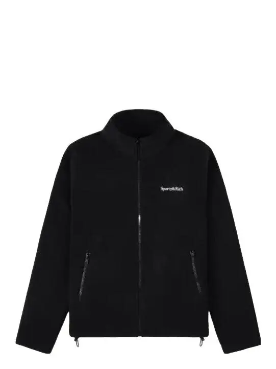 SPORTY  RICH Sporty & Rich Zip-up Fleece Jacket - Black
