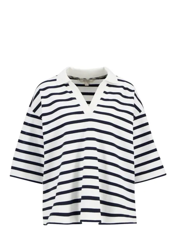 Barbour Inez Striped V-neck T-shirt - White