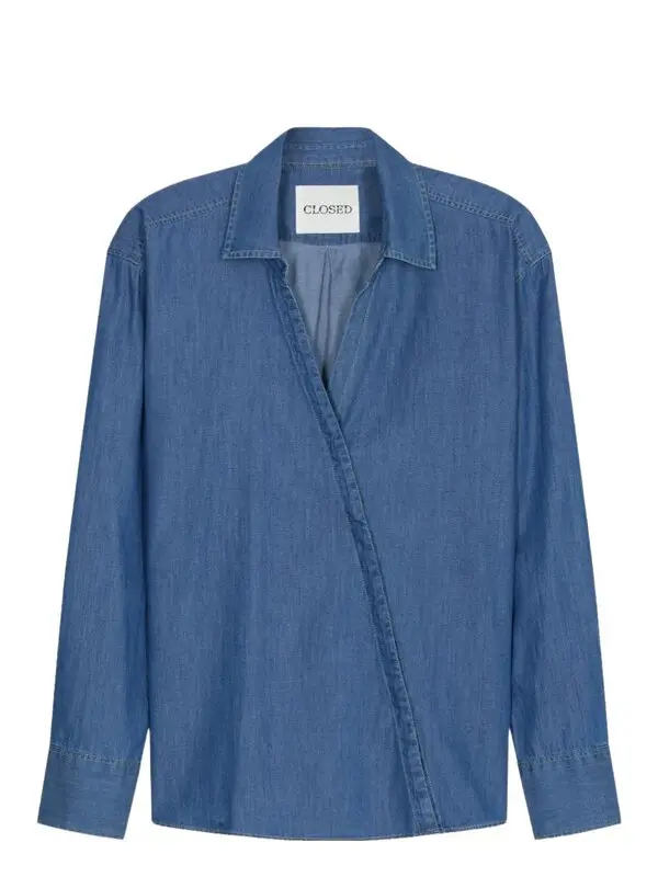 Closed Asymmetric Collared Shirt - Blue