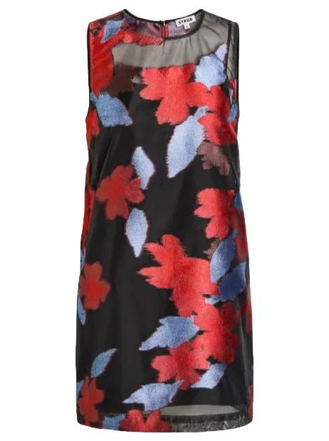 Staud Brea Floral Detail Sleeveless Mini Dress - Black