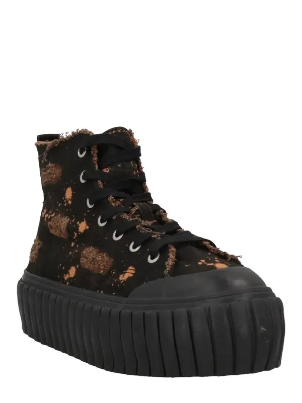 DIESEL® Contrast Canvas High-top Casual Lace-up Sneakers With Round Toe - Black