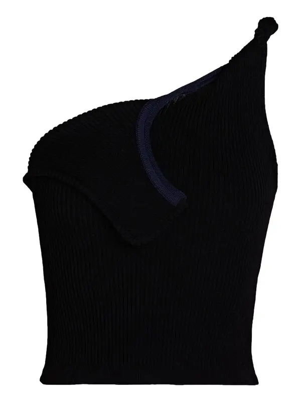 Jacquemus Two-tone One-shoulder Knit Top - Black