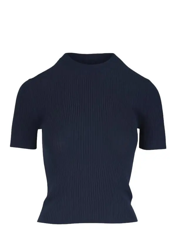 NILI LOTAN Dorset Ribbed Short-sleeved Top - Dark Navy