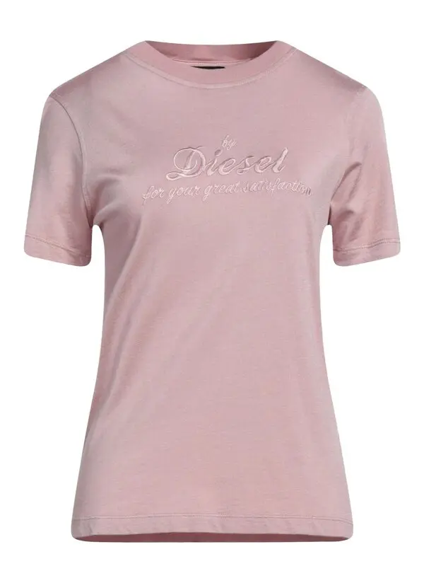 DIESEL® Embroidered Round Neck Short Sleeve T-shirt - Pink