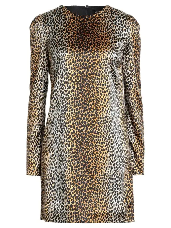 Dolce & Gabbana Leopard-print Long-sleeve Dress - Beige