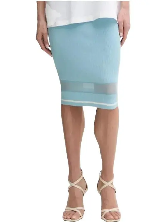 Liu Jo Ribbed Knit Mesh Insert Skirt - Blue