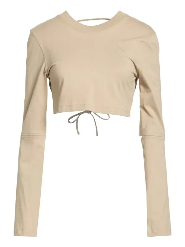 Jacquemus Solid-color Long-sleeve Cropped T-shirt - Khaki