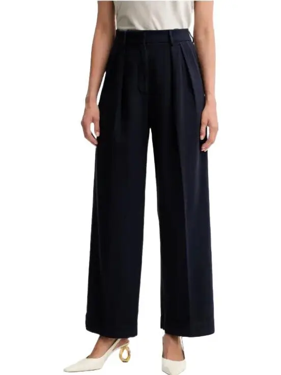 FORTE_FORTE Pleated Wide-leg Trousers - Black
