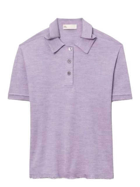 Tory Burch Oversized Silk Polo Shirt - Purple