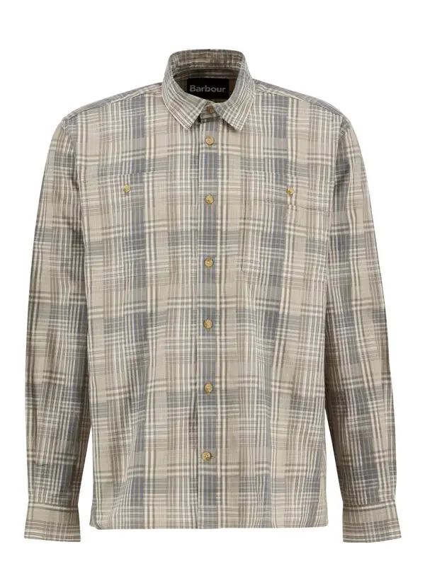 Barbour Maxwell Checked Patch Long-sleeved Relaxed Shirt - Gray