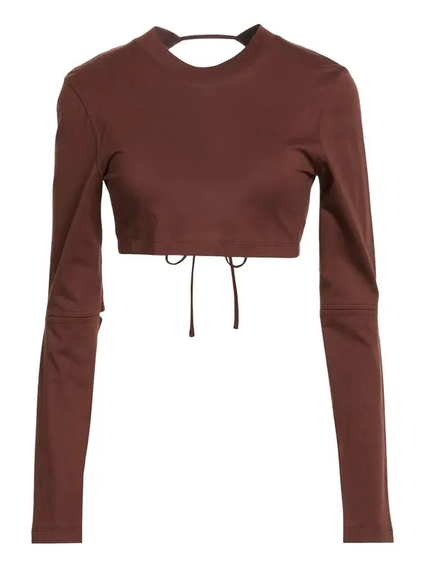 Jacquemus Cropped Long Sleeve Top With Open Back - Brown