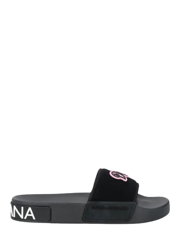 Dolce & Gabbana Letter Print Pool Slides - Black