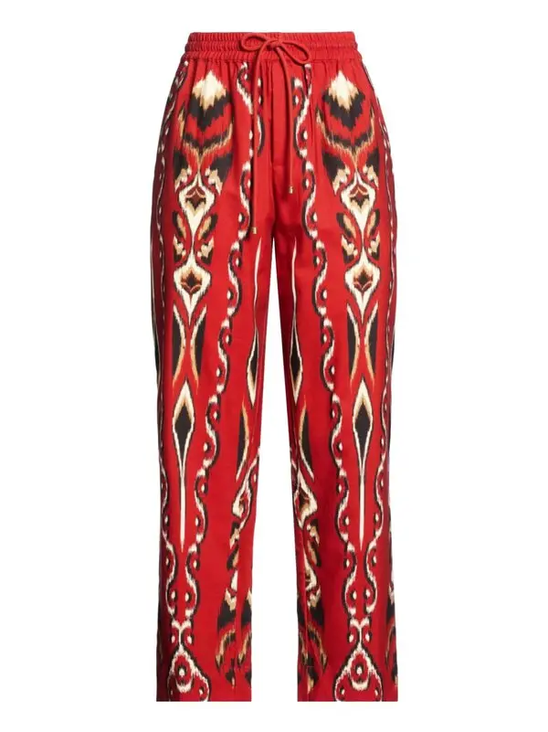 Farm Rio Textured Printed Pants - Red