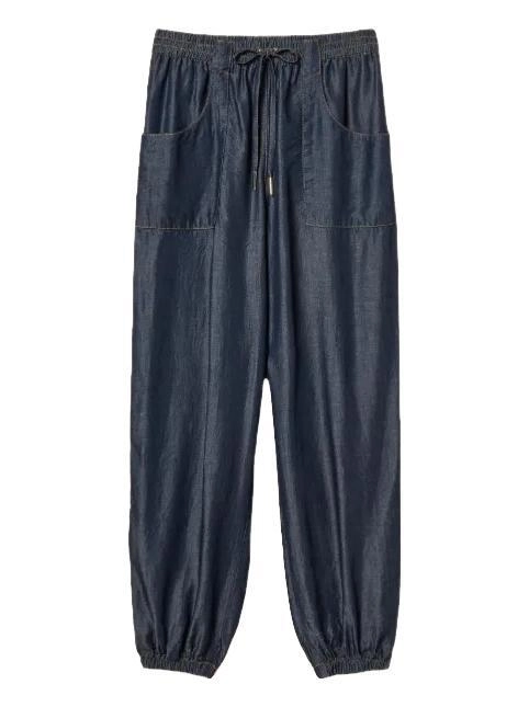 TWINSET Drawstring Denim Sweatpants - Black