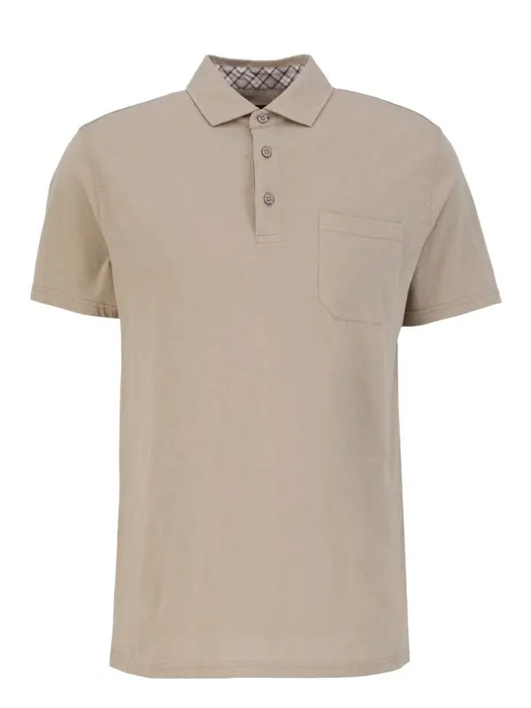 Barbour Short-sleeved Polo Shirt With Chest Pocket - Nude