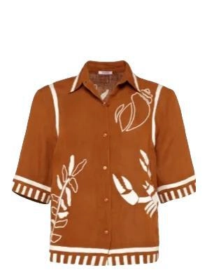 ERES Short Sleeve Printed Shirt - Brown