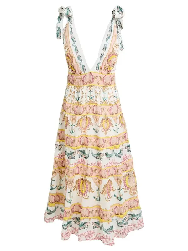 Farm Rio Sleeveless V-neck Printed Dress - Pink