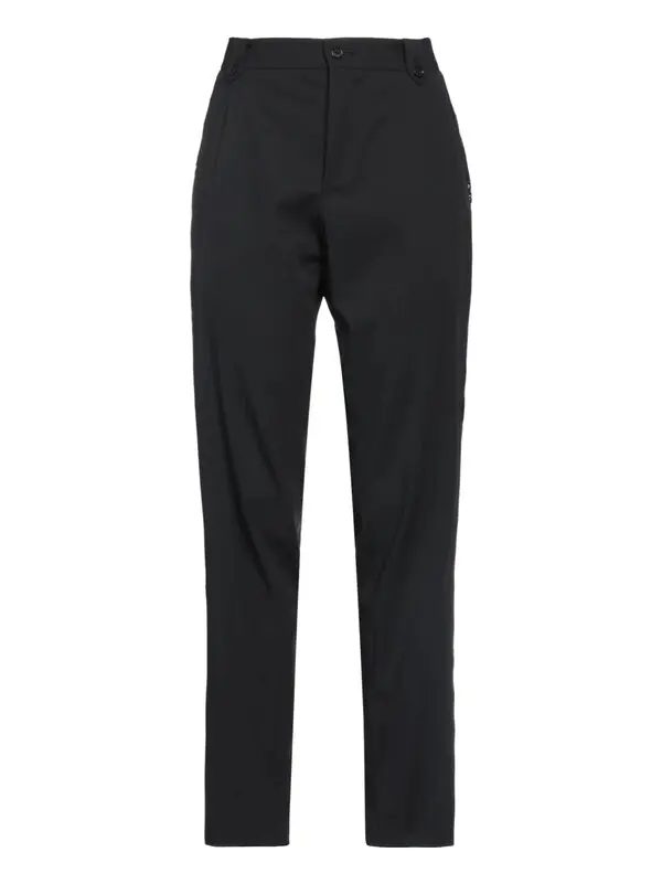 Dolce & Gabbana Solid Color Wool Trousers With Lace Detail - Black