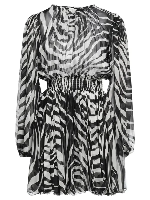 Dolce & Gabbana Zebra-print Chiffon Dress - Black
