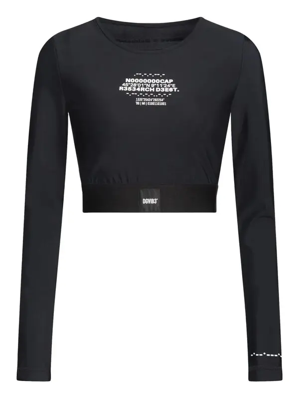 Dolce & Gabbana Long Sleeve Printed Cropped T-shirt - Black
