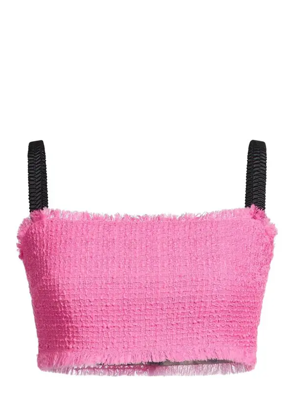 Dolce & Gabbana Tweed Square Neck Crop Top - Rose Red