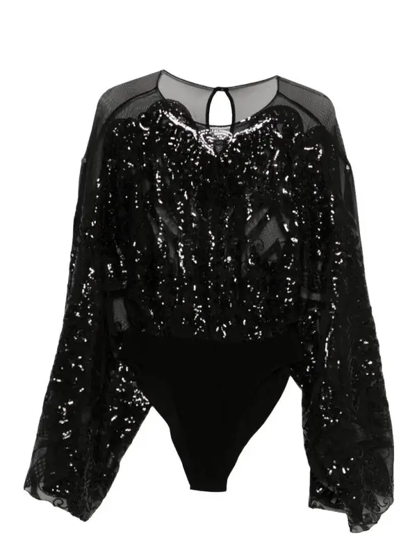Norma Kamali Sequin Embellished Bodysuit - Black