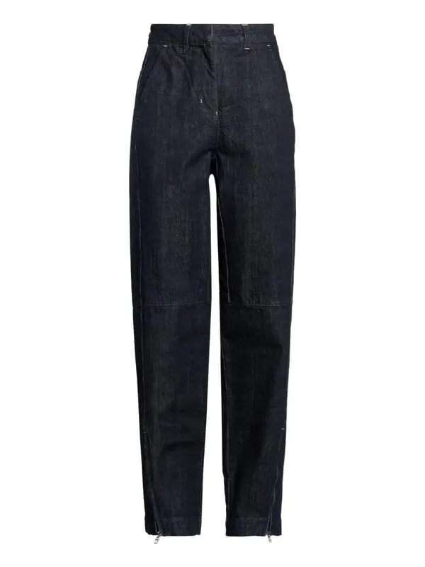 Jacquemus Dark Wash Straight Leg Jeans With Embroidered Logo - Blue