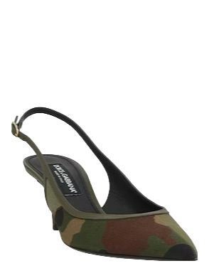 Dolce & Gabbana Camouflage Print Gabardine Slingback Pumps - Green