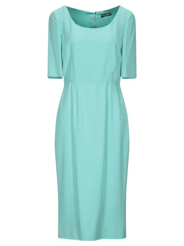 Dolce & Gabbana Midi Dress With Round Neck And Short Sleeves - Turquoise