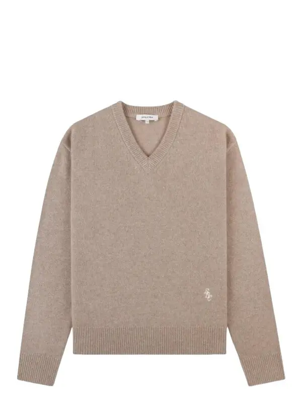 SPORTY  RICH Sporty & Rich V-neck Embroidered Sweater - No