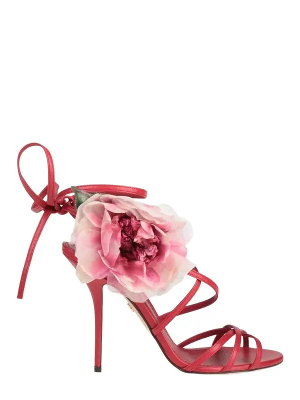 Dolce & Gabbana Floral Appliqué Stiletto Sandals - Pink